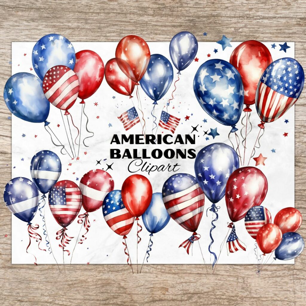 American 4th July Party Balloons - MasterBundles
