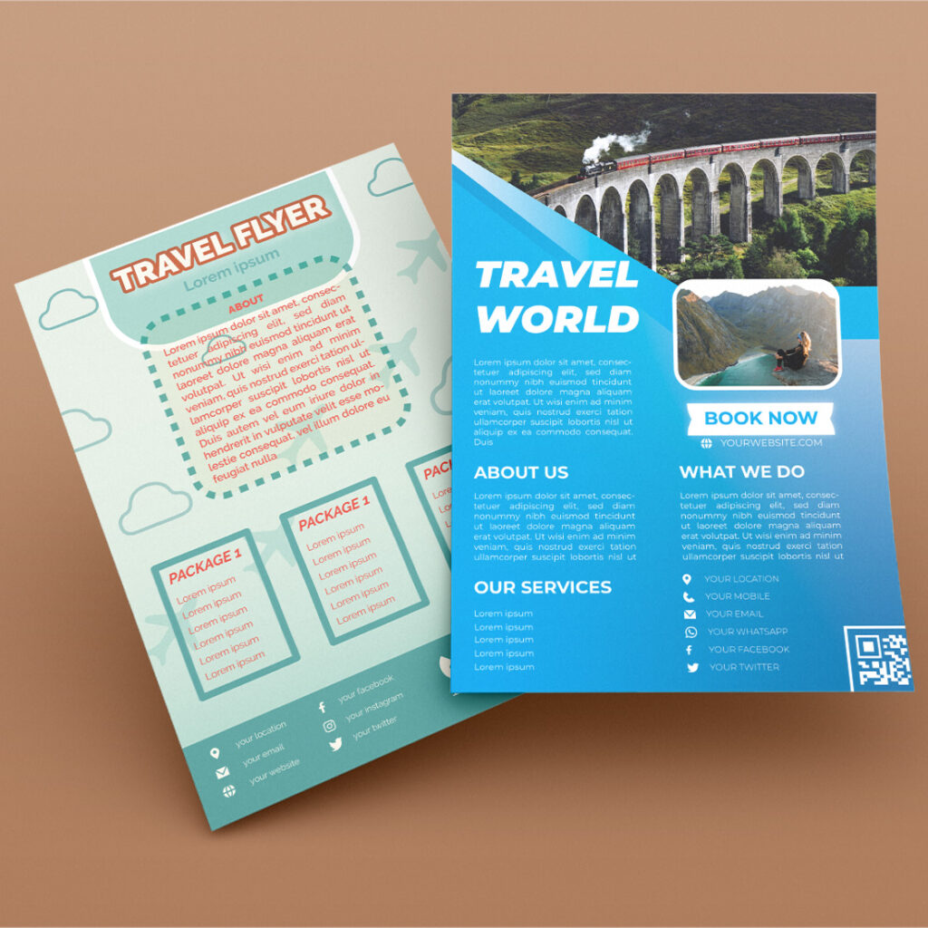 vector two travel flyer templates - MasterBundles