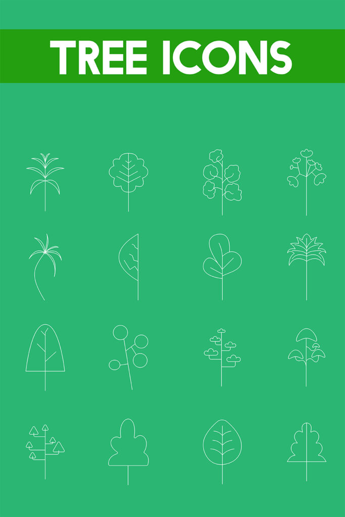 flat trees icons vector pack - MasterBundles
