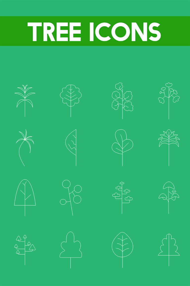 flat trees icons vector pack - MasterBundles