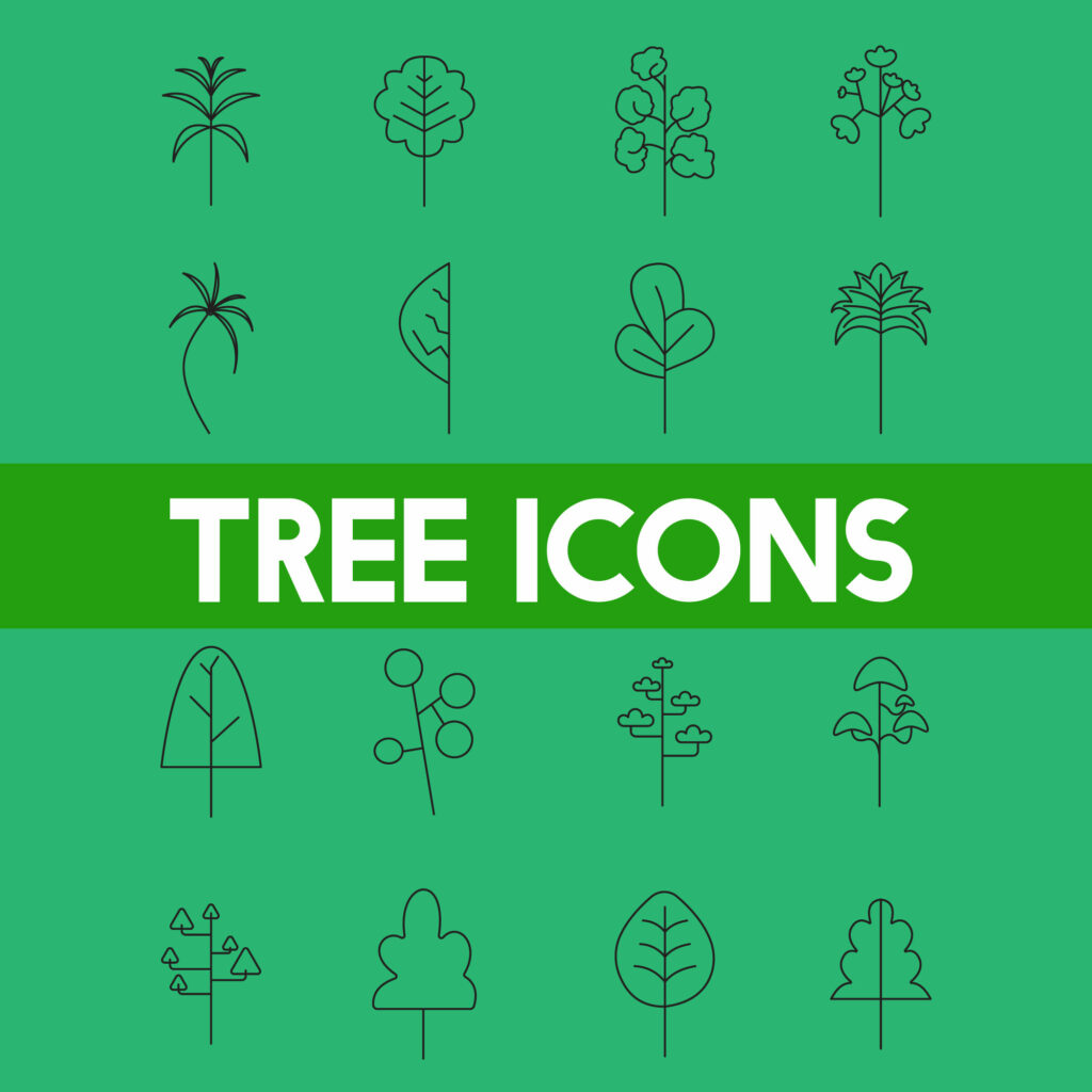 flat trees icons vector pack - MasterBundles