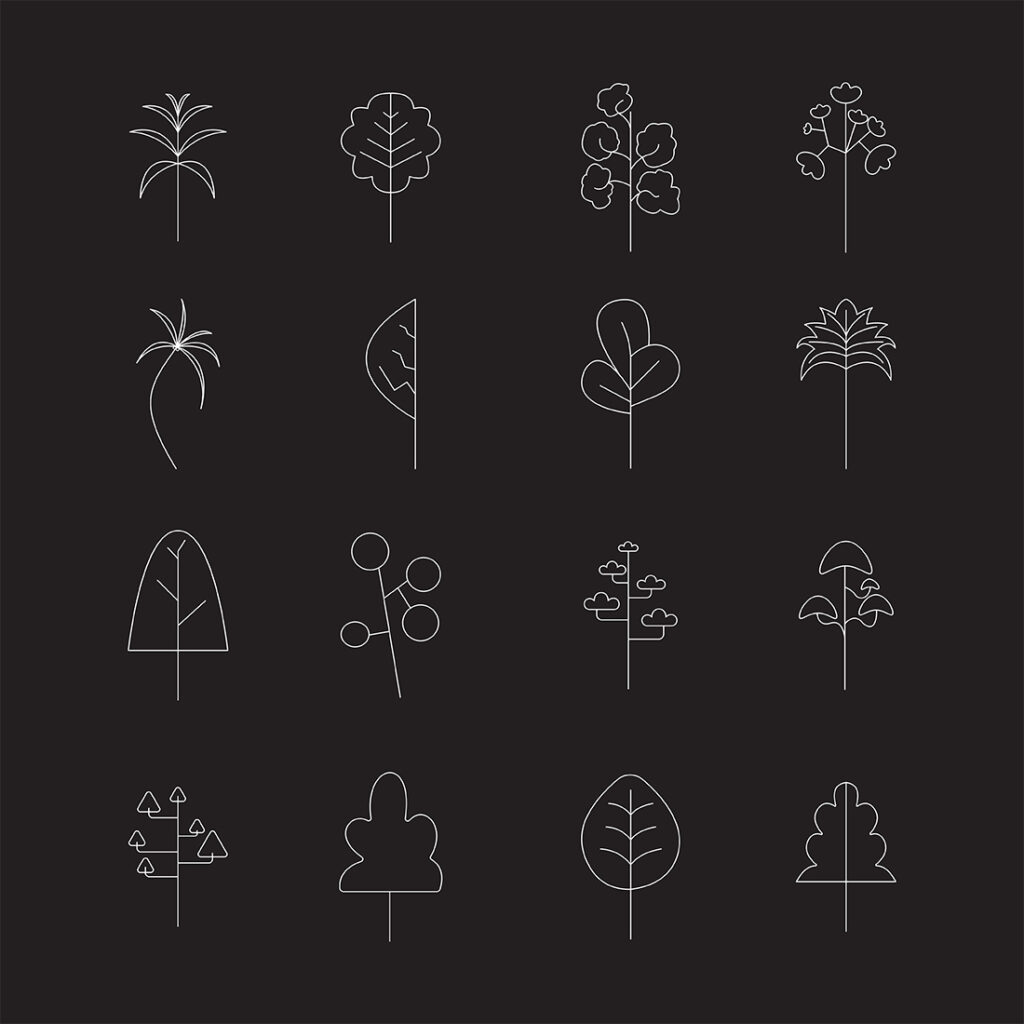 flat trees icons vector pack - MasterBundles