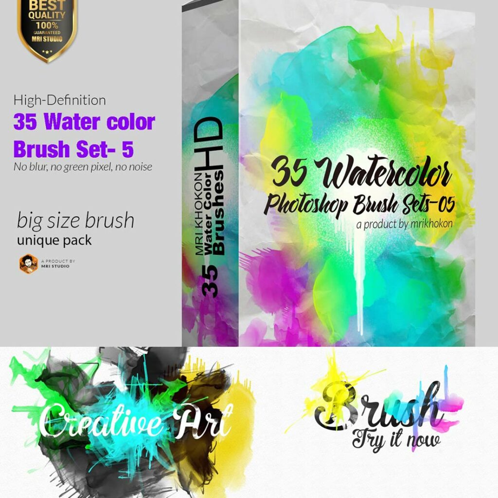 Water color Photoshop Brush Set-5 - MasterBundles