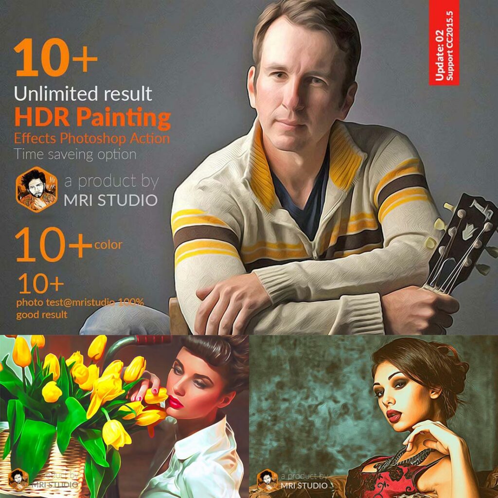 HDR Painting Effect Photoshop Action - MasterBundles