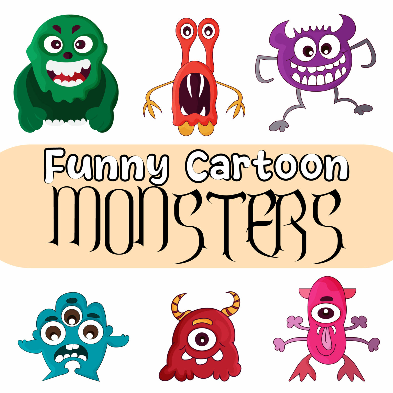 Funny cartoon monsters - MasterBundles