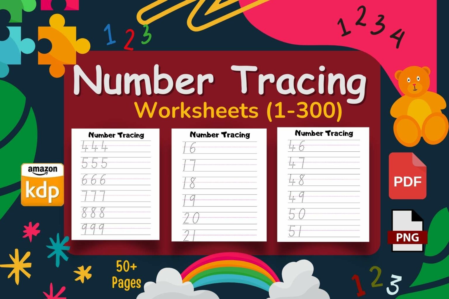 Counting 1 to 300, Math Number Trace Activities, Writing Numbers ...