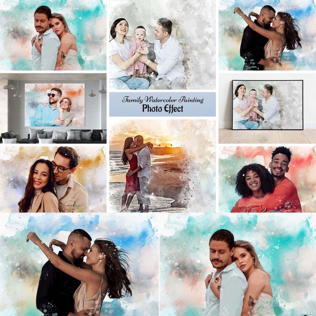 Family Watercolor Painting Effect - MasterBundles