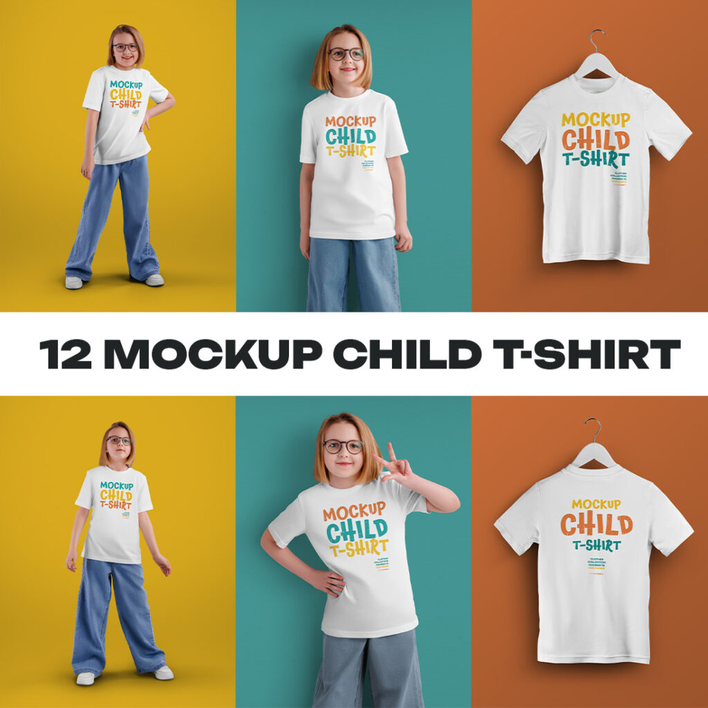 12 Mockups of a Children's T-shirt in Different Styles - MasterBundles