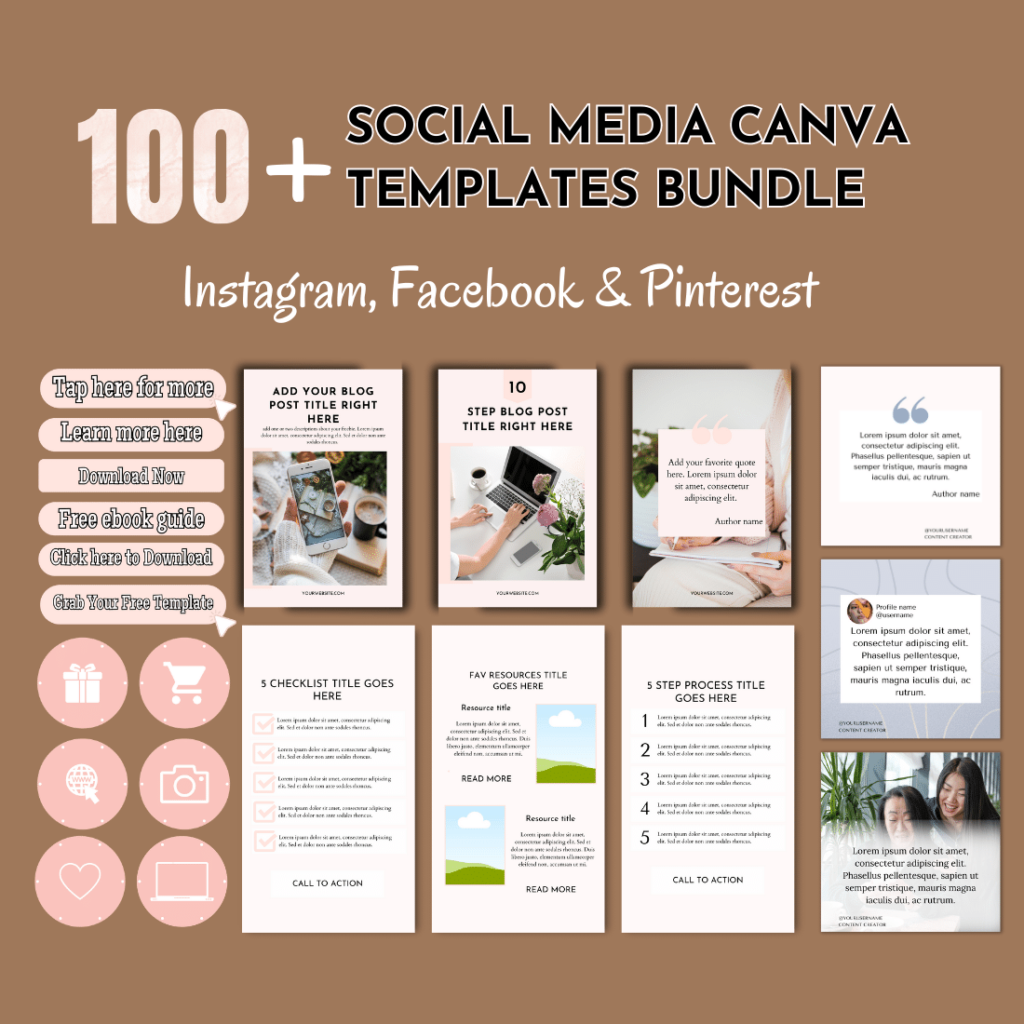 100 Social Media Canva Templates | Instagram Posts & Story | Pinterest ...