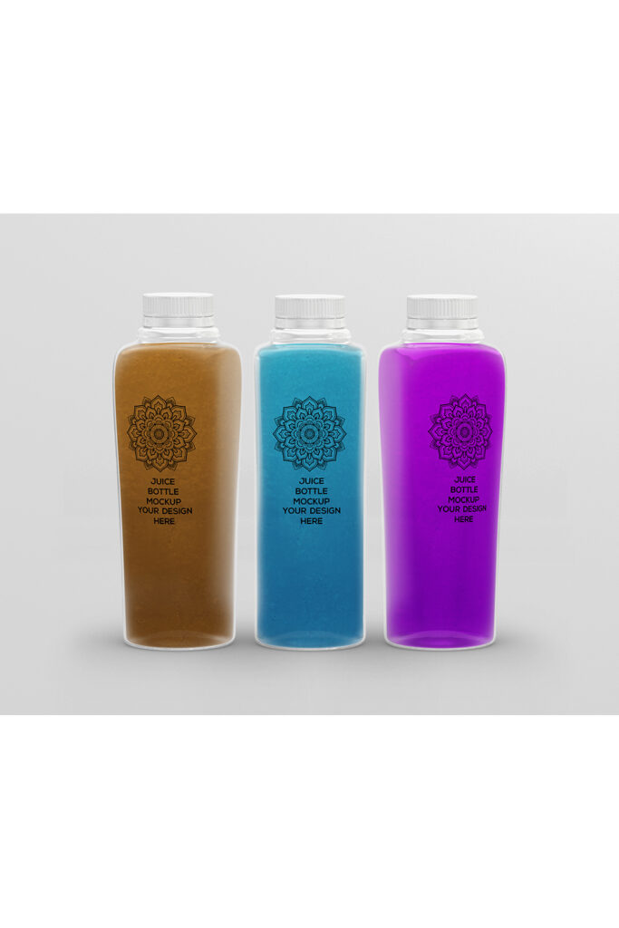 Clear Juice Bottles Mockup - MasterBundles
