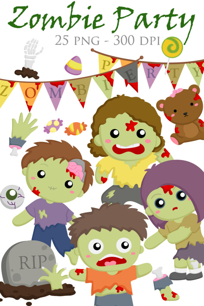 Kids Halloween Zombie Party Background Decoration October Event Cartoon ...
