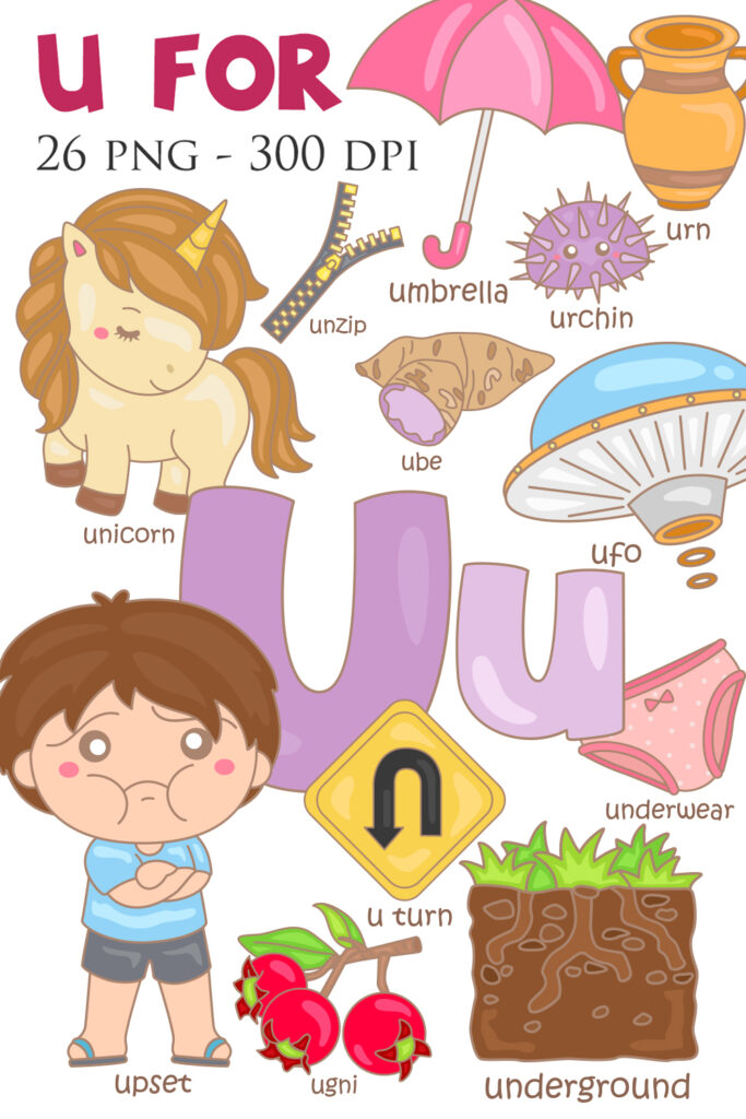 Alphabet U For Vocabulary School Letter Reading Writing Font Study ...