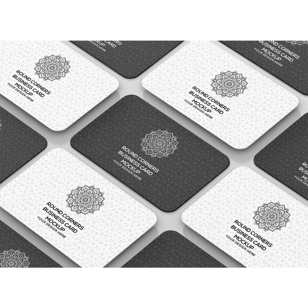 Round Corners Business Cards Mockup - MasterBundles