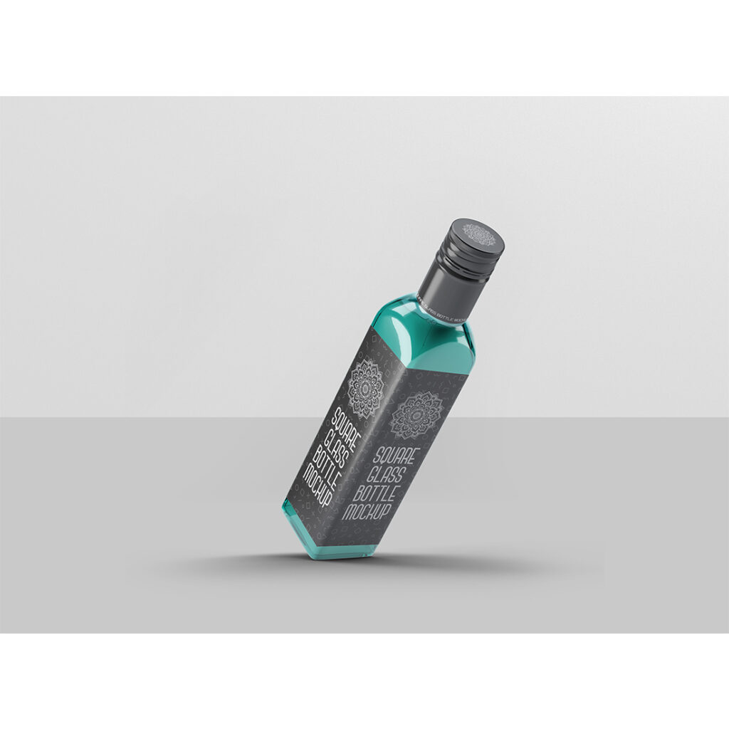 Square Glass Bottle Mockup - MasterBundles