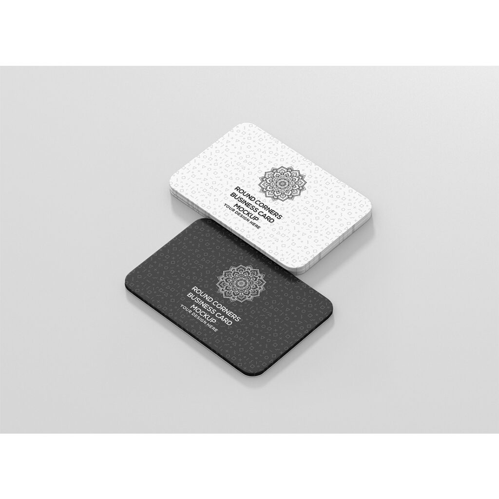 Round Corners Business Cards Mockup - MasterBundles