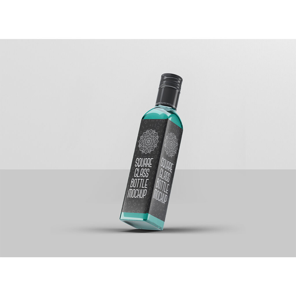 Square Glass Bottle Mockup - MasterBundles
