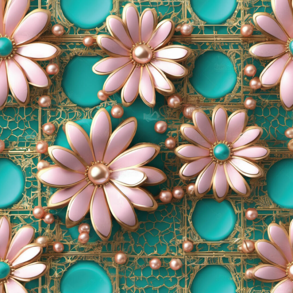 3D Gold Wild Flower Seamless patterns for $9 Only - MasterBundles