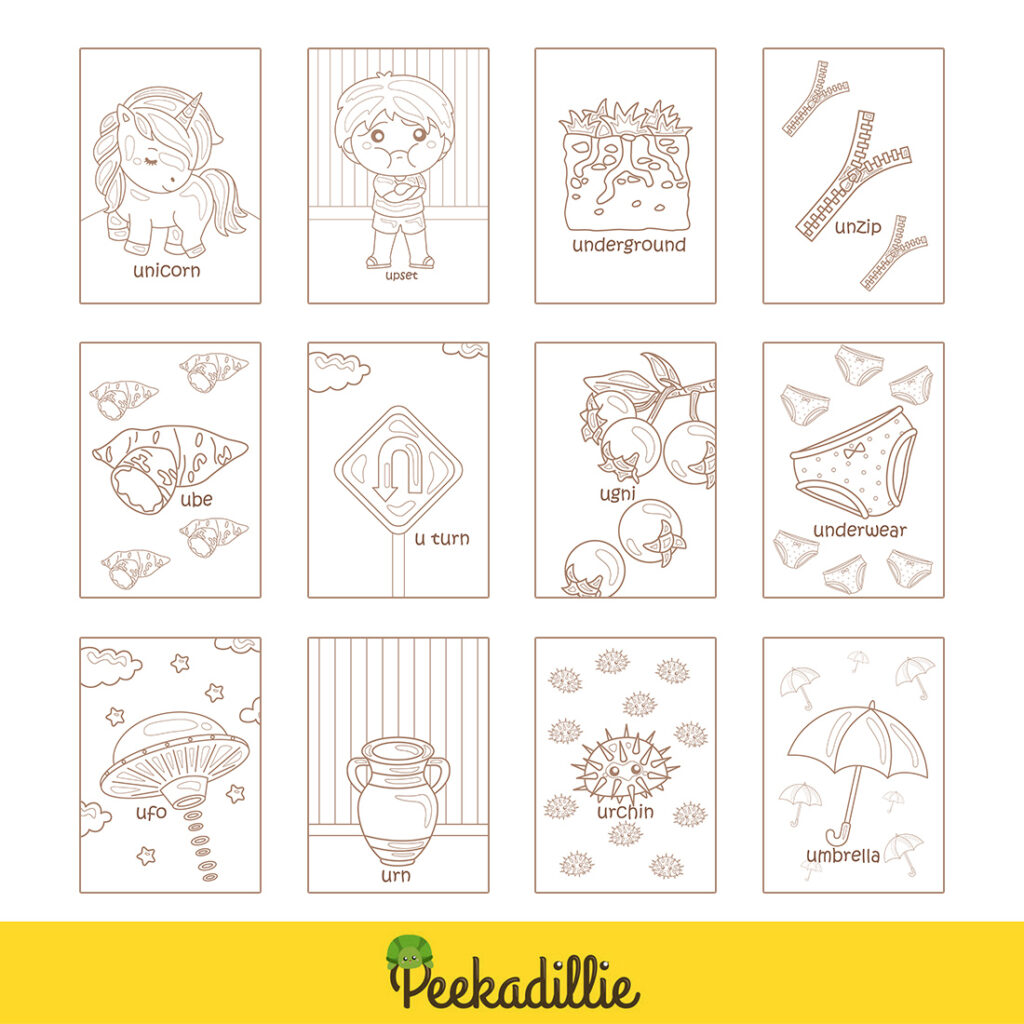 Alphabet U For Vocabulary School Letter Reading Writing Font Study ...