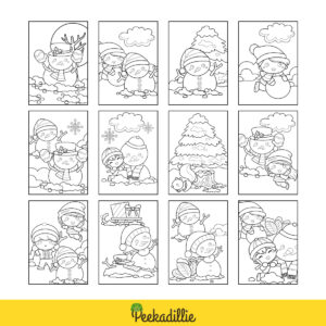 Cute Happy Little Boy and Girl Making Snowman on Christmas Holiday ...