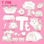 Alphabet T For Vocabulary School Letter Reading Writing Font Study ...