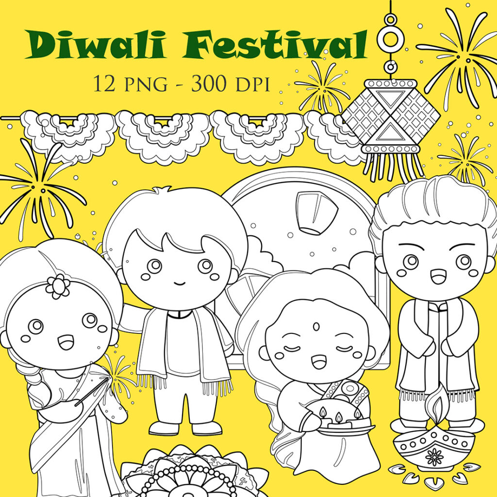 Diwali Deepavali Festival Kids Couple India Hindus Traditional ...