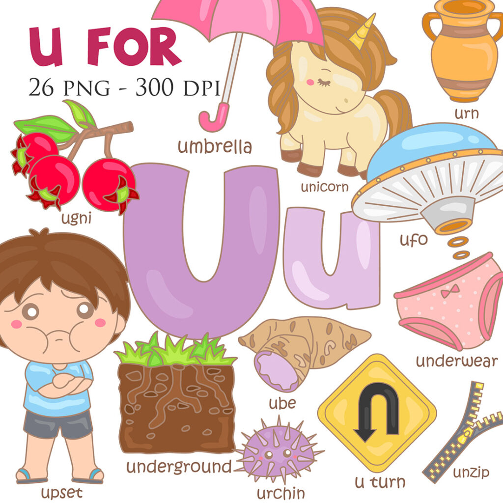 Alphabet U For Vocabulary School Letter Reading Writing Font Study ...
