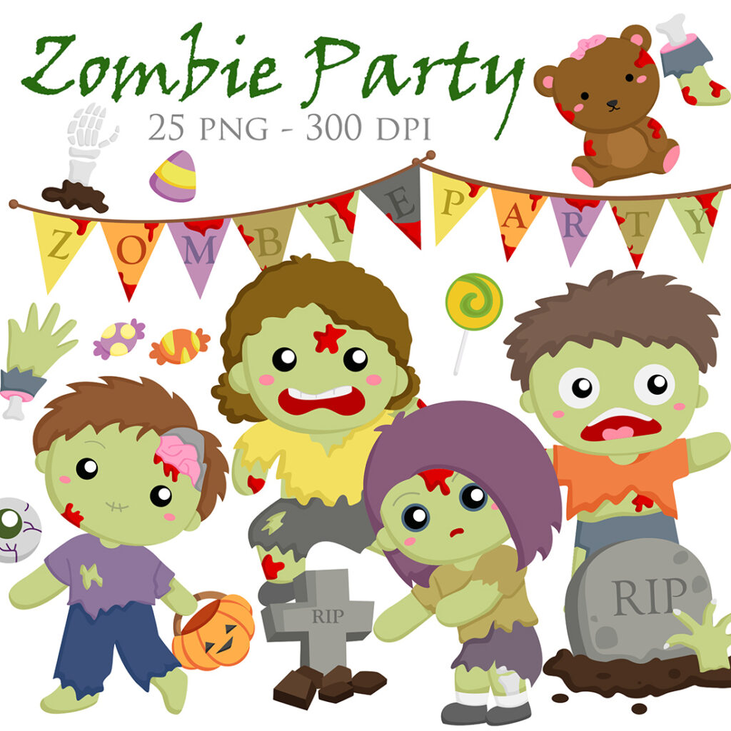 Kids Halloween Zombie Party Background Decoration October Event Cartoon ...
