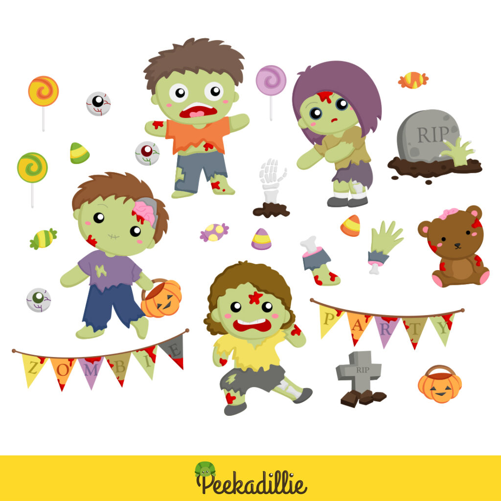 Kids Halloween Zombie Party Background Decoration October Event Cartoon ...