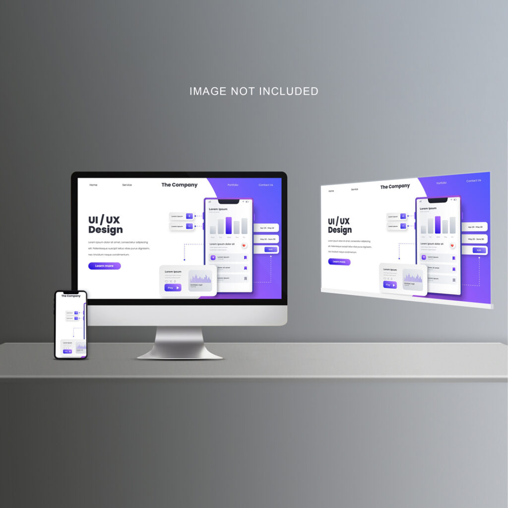 Computer and Mobile screen Ui mockup set - MasterBundles