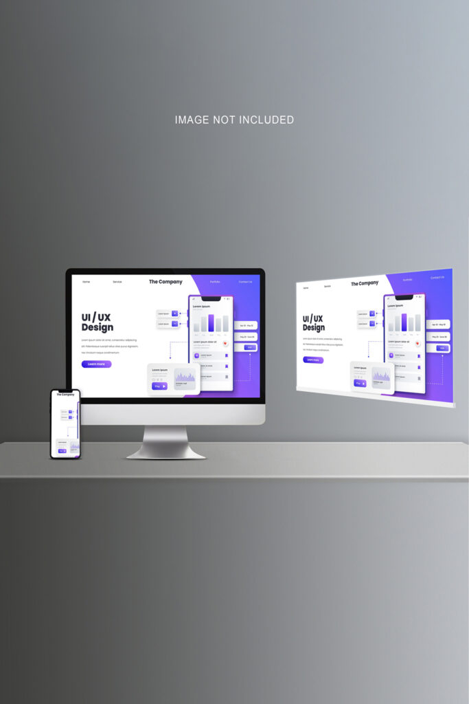 Computer and Mobile screen Ui mockup set - MasterBundles