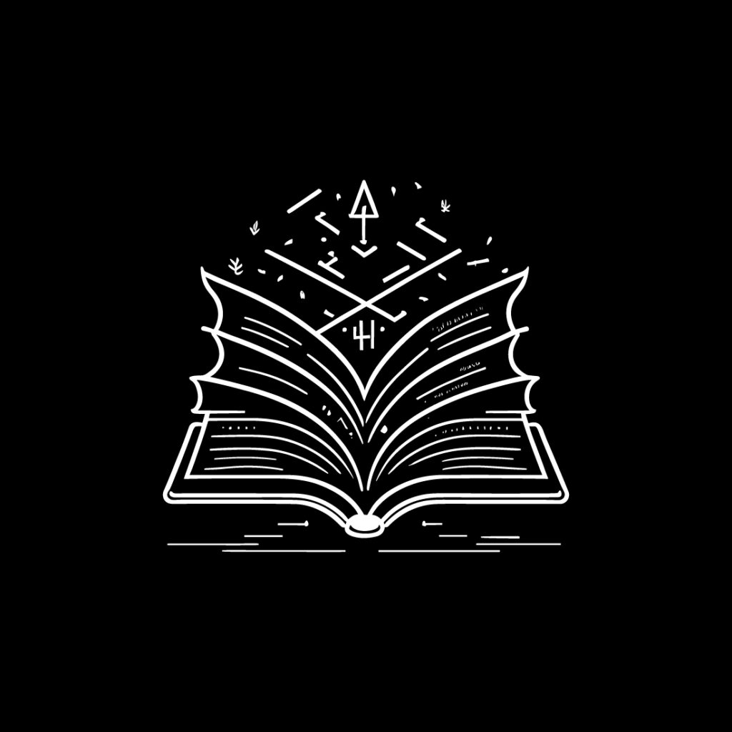 Open book with ornaments line art logo illustration bundle - MasterBundles