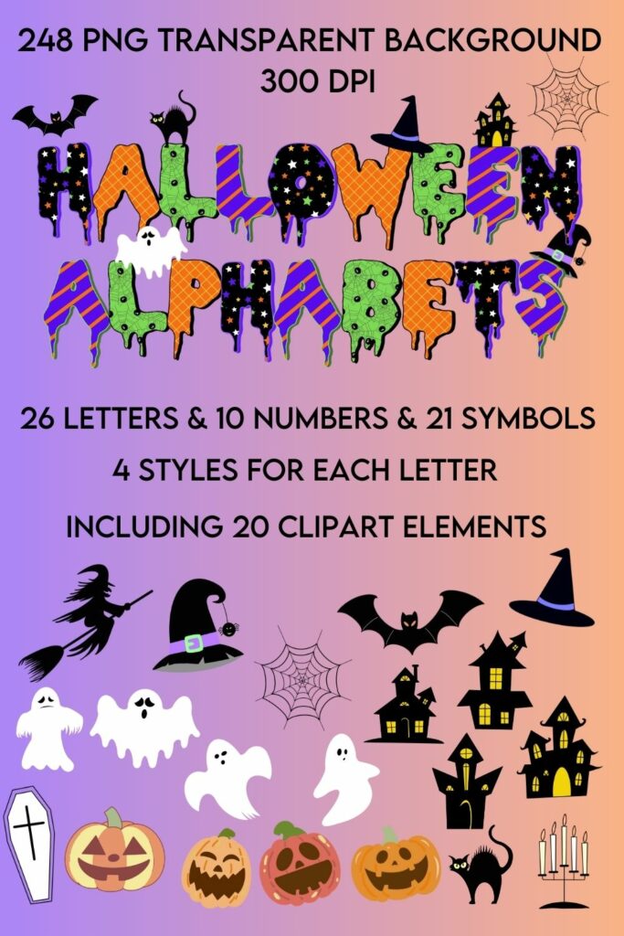 Halloween Alphabets 248 PNG Transparent Background - MasterBundles