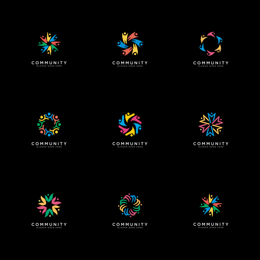teamwork people community logo design set - MasterBundles