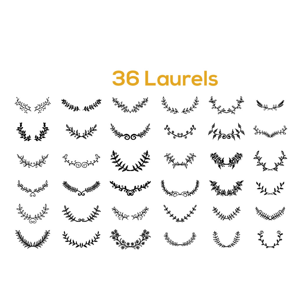 200 Hand Drawn Floral Wreaths Laurels - MasterBundles
