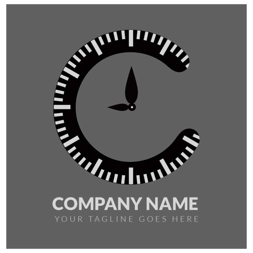 C letter logo- clock logo - MasterBundles