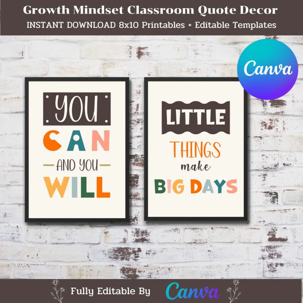 Editable Growth Mindset Classroom Decor - MasterBundles