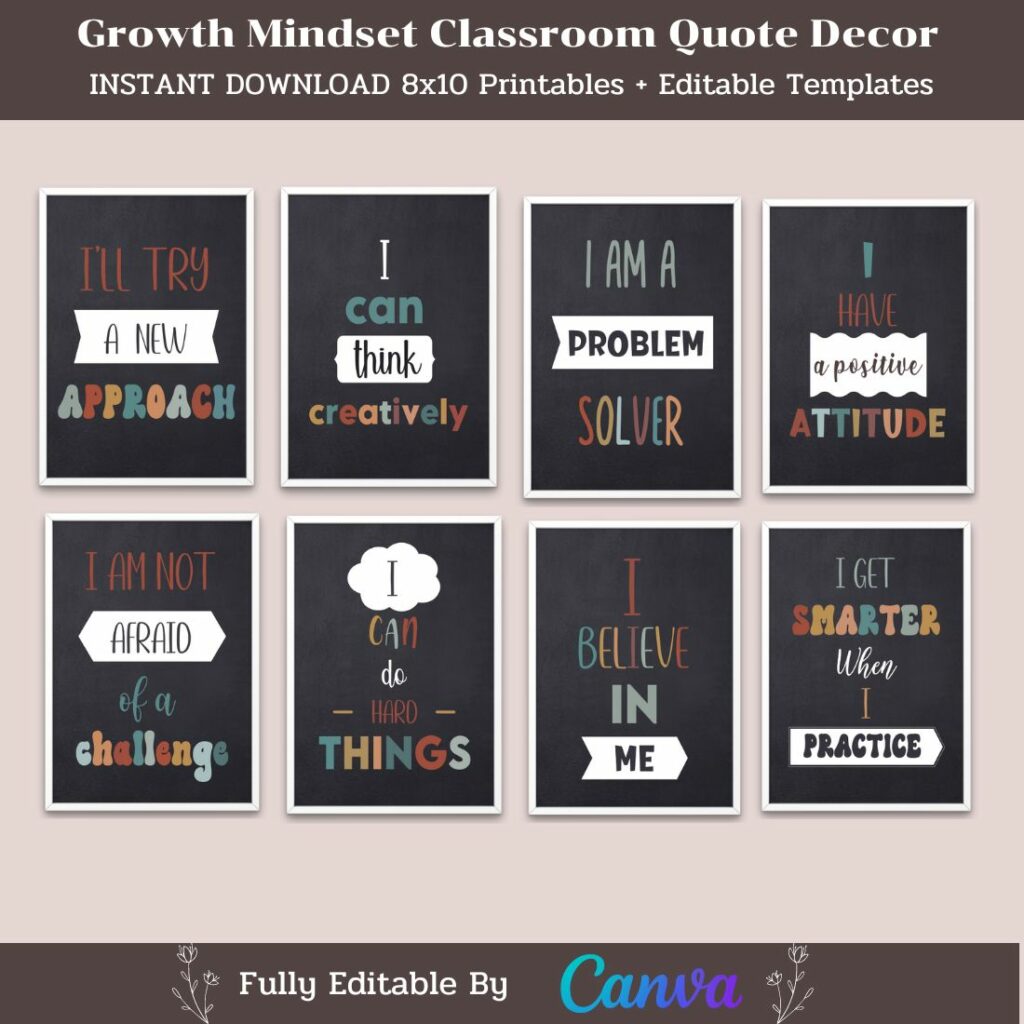 Editable Growth Mindset Classroom Quote Decor#2 - MasterBundles