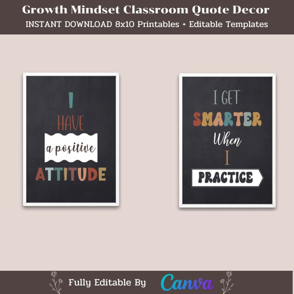 Editable Growth Mindset Classroom Quote Decor#2 - MasterBundles