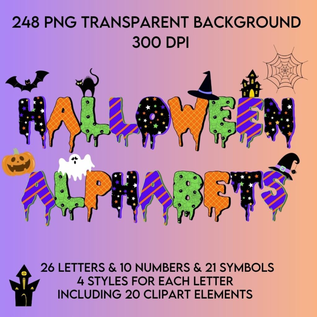 Halloween Alphabets 248 PNG Transparent Background - MasterBundles