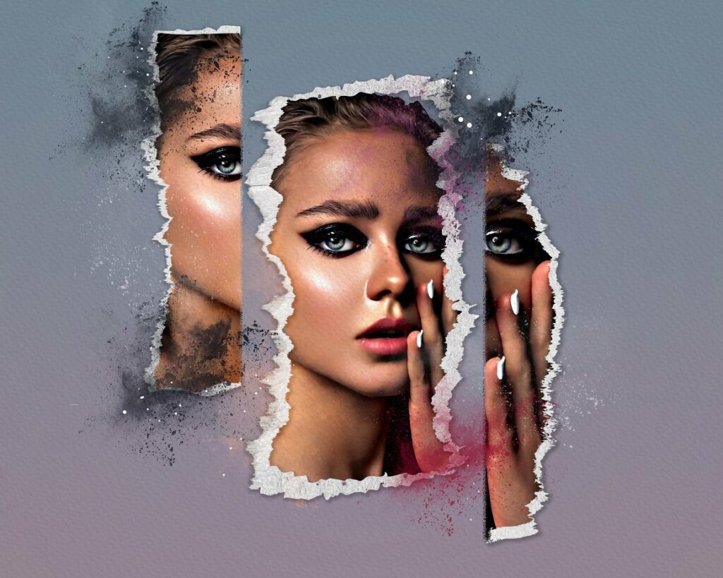 Ripped paper cut portrait effect - MasterBundles