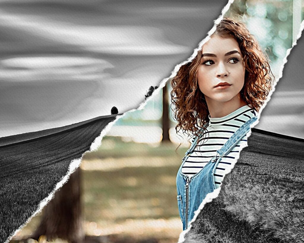 Ripped paper cut portrait effect - MasterBundles