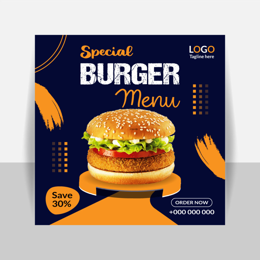 Burger social media post design template bundle - MasterBundles