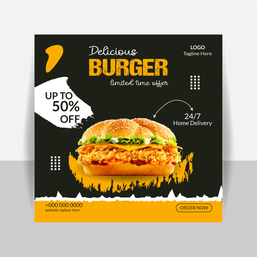 Burger social media post design template bundle - MasterBundles