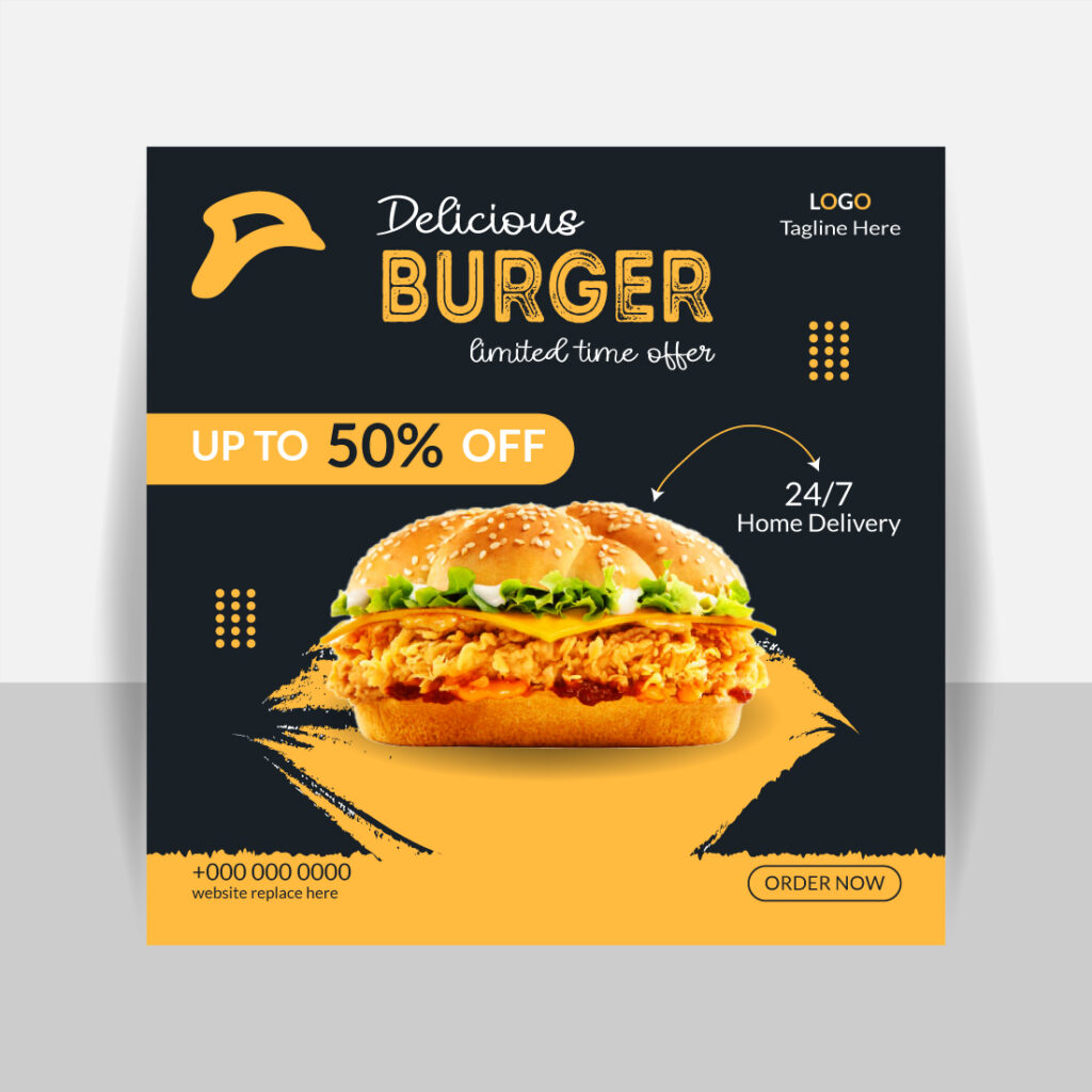 Burger social media post design template bundle - MasterBundles