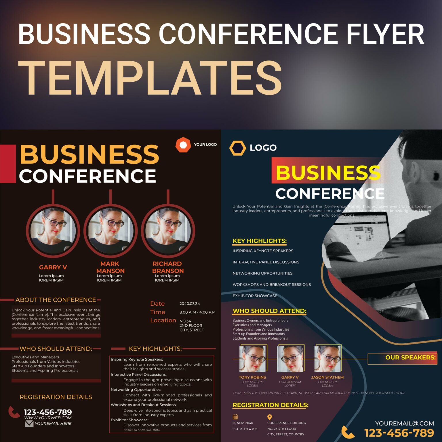 Business conference flyer design templates - MasterBundles