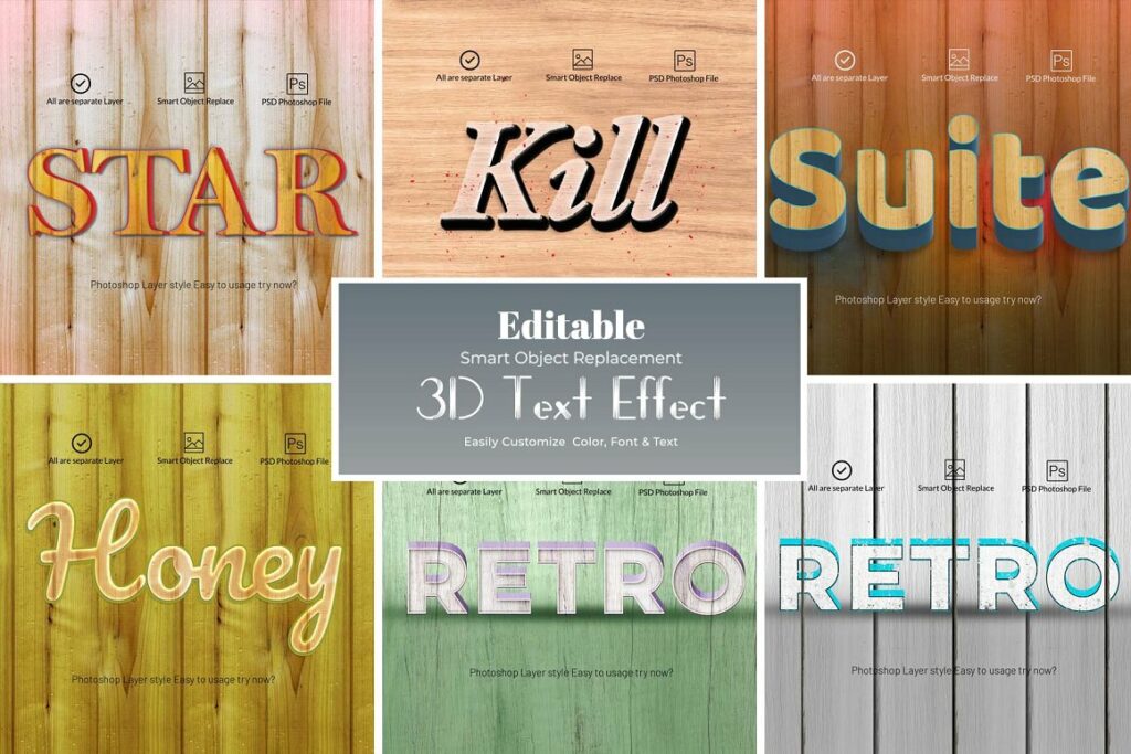 Editable 3D Text Effect Collection - MasterBundles