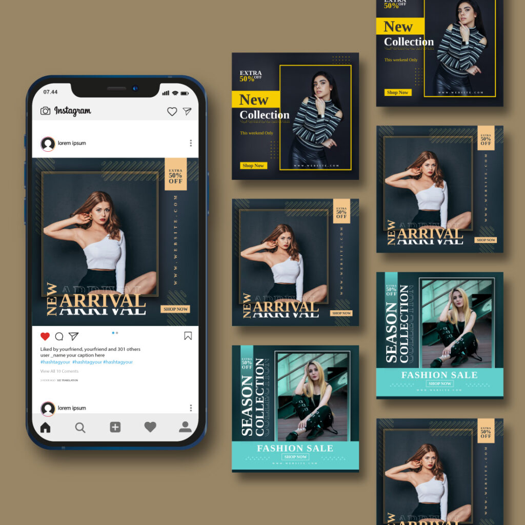 Fashion Trendy Social Media Post Template For Instagram - MasterBundles