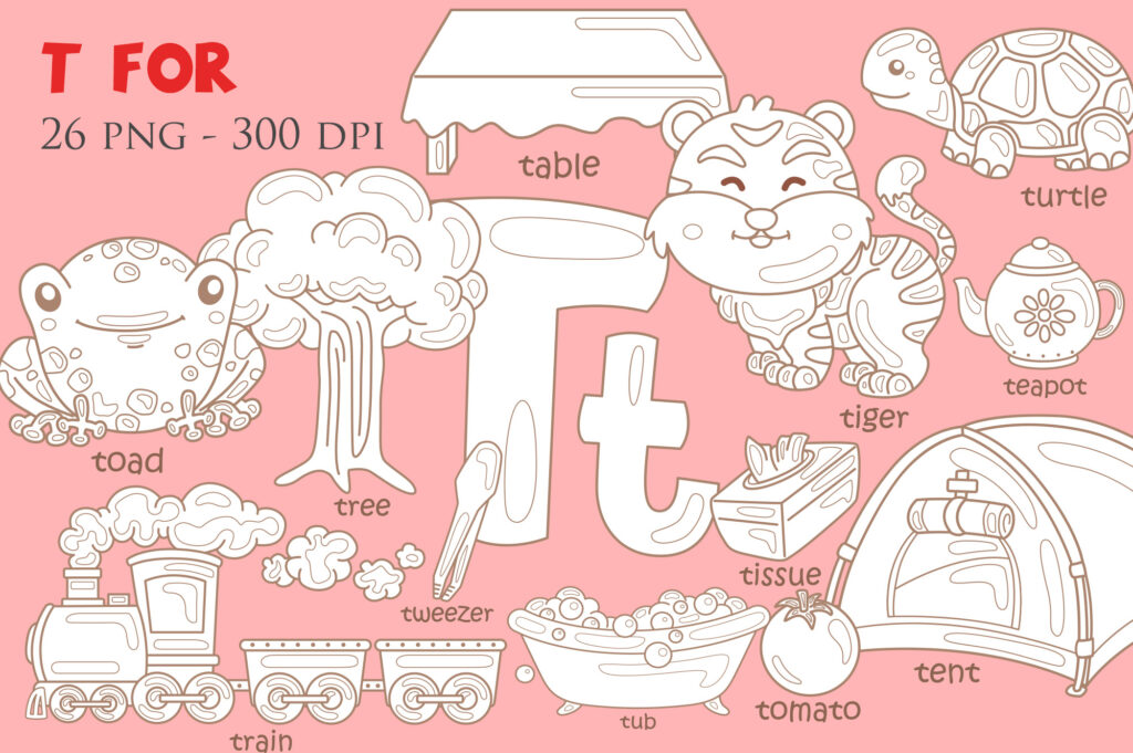 Alphabet T For Vocabulary School Letter Reading Writing Font Study ...