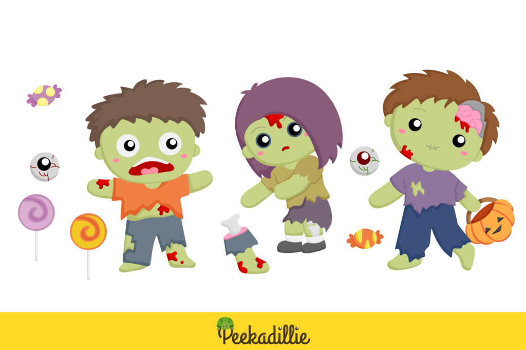 Kids Halloween Zombie Party Background Decoration October Event Cartoon ...