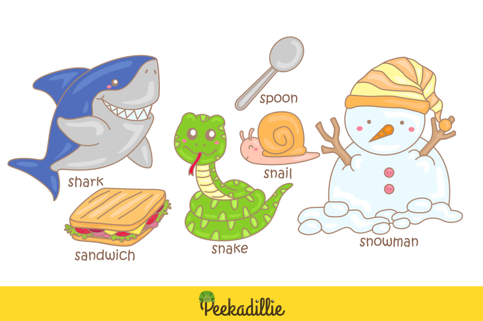 Alphabet S For Shark Sandwich Soap Snail Snake Salad Spoon Snowman ...
